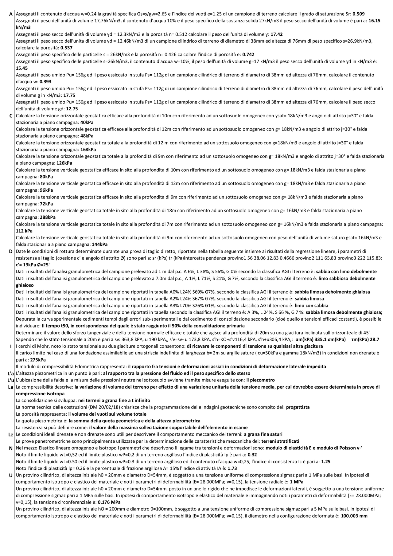 Domande e risposte Geotecnica | Appunti di Geotecnica | Docsity