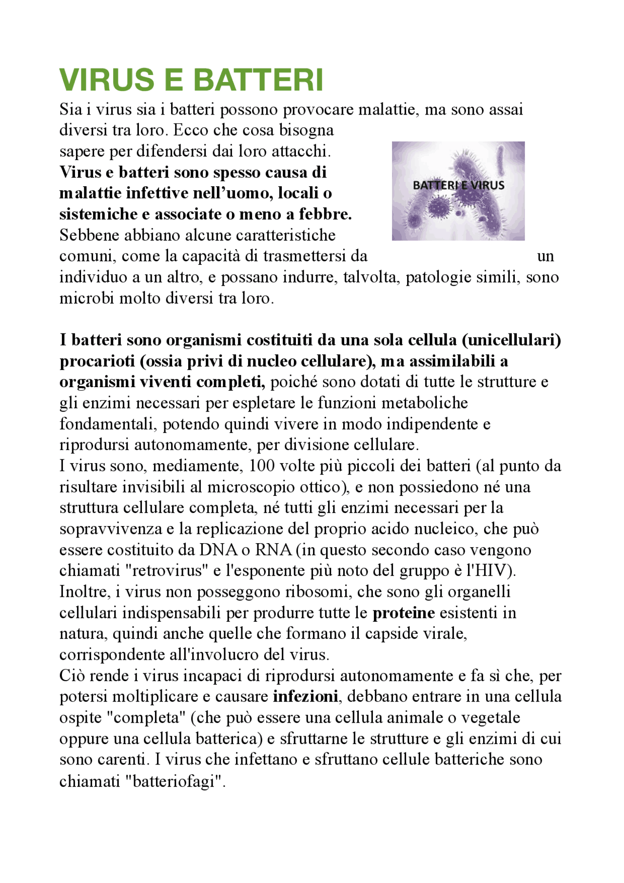 Virus E Batteri Differenze Docsity