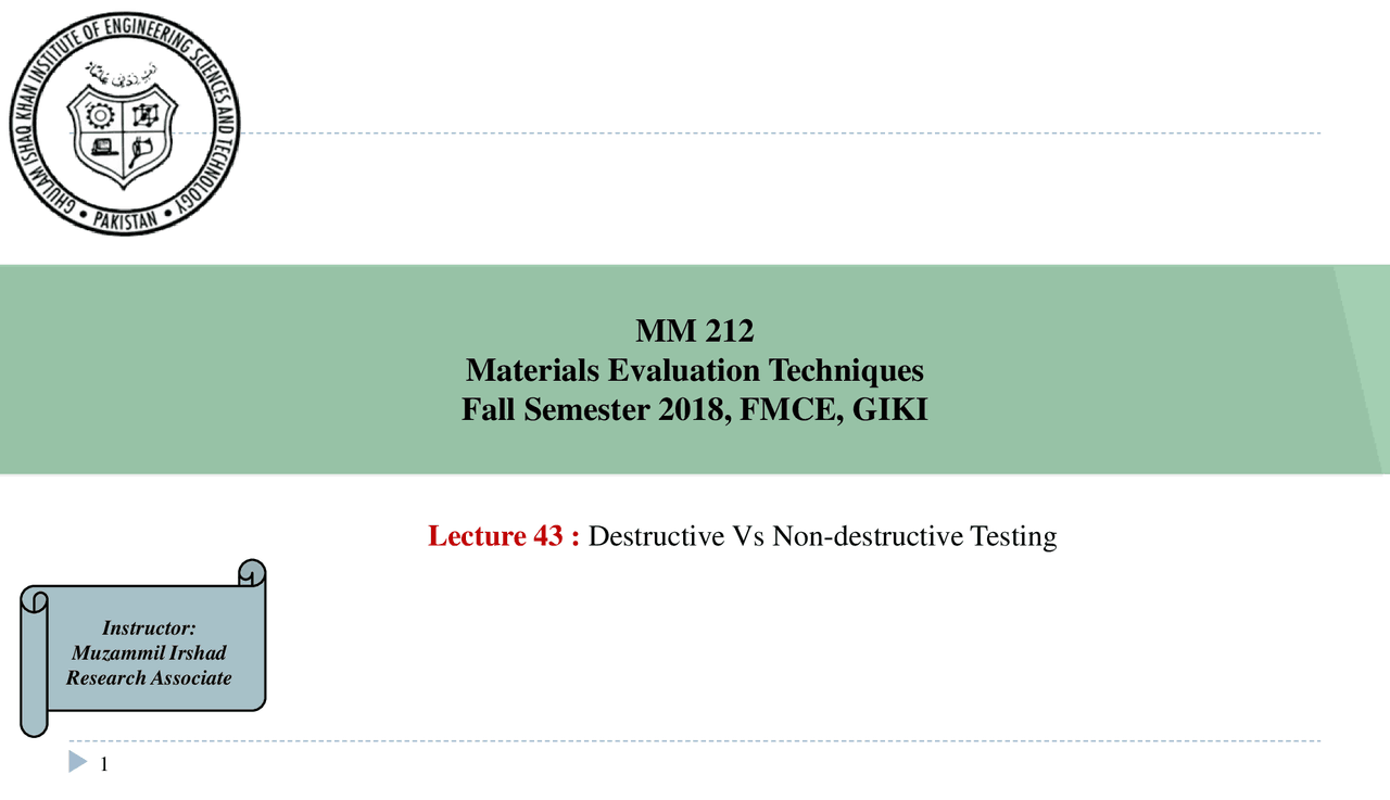 Material Testing Techniques Docsity