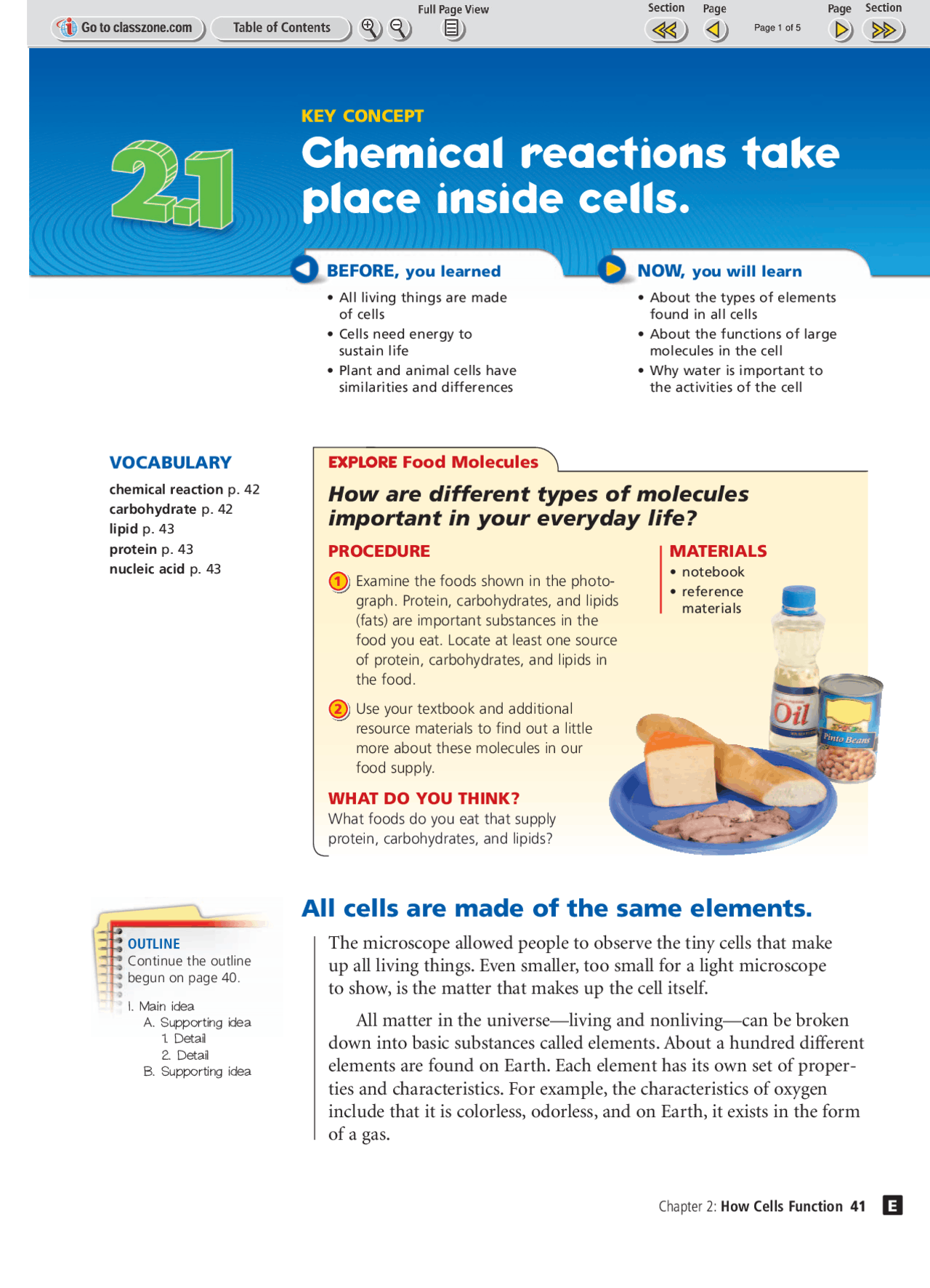 Chemical reactions that take place inside cells - Docsity