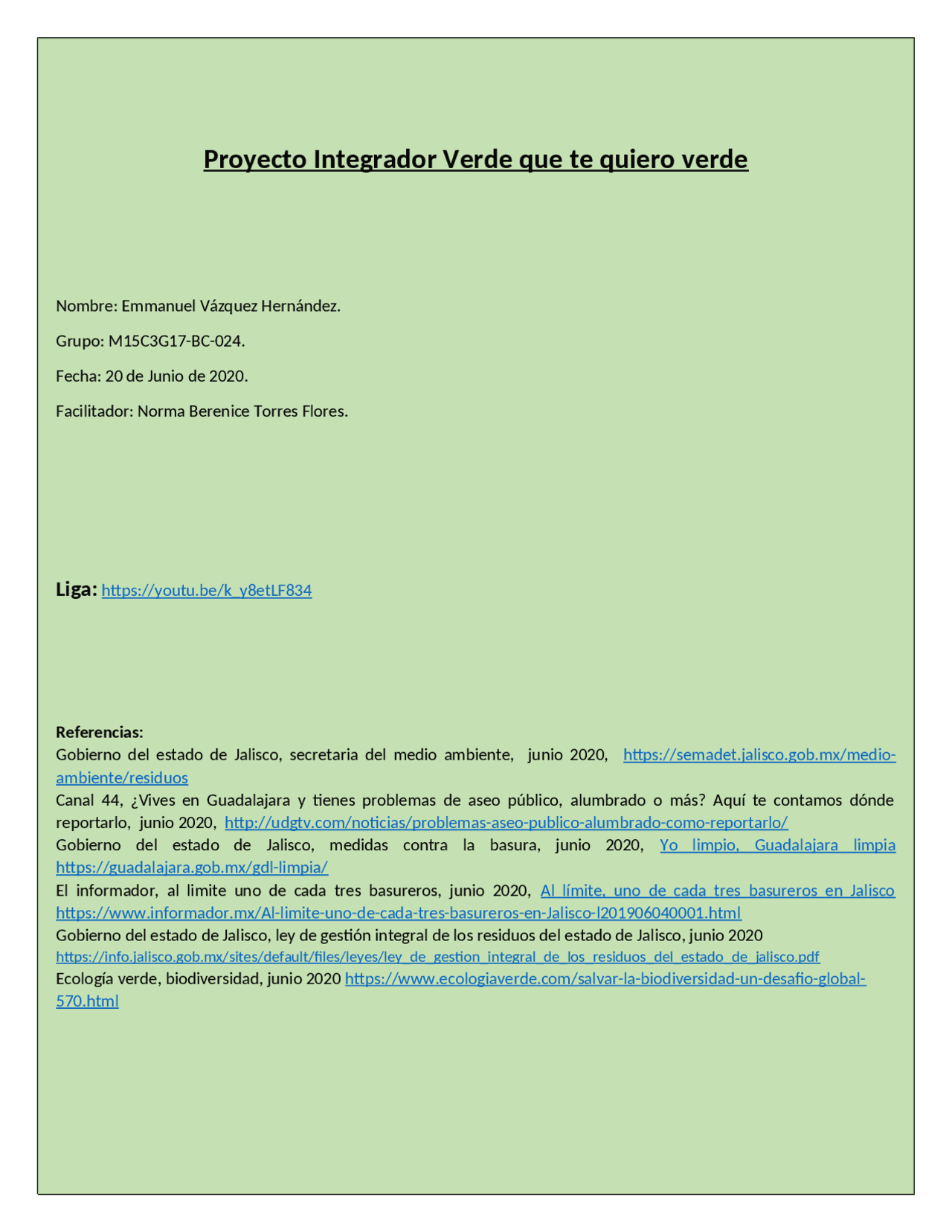 Proyecto integrador modulo 15 - Docsity