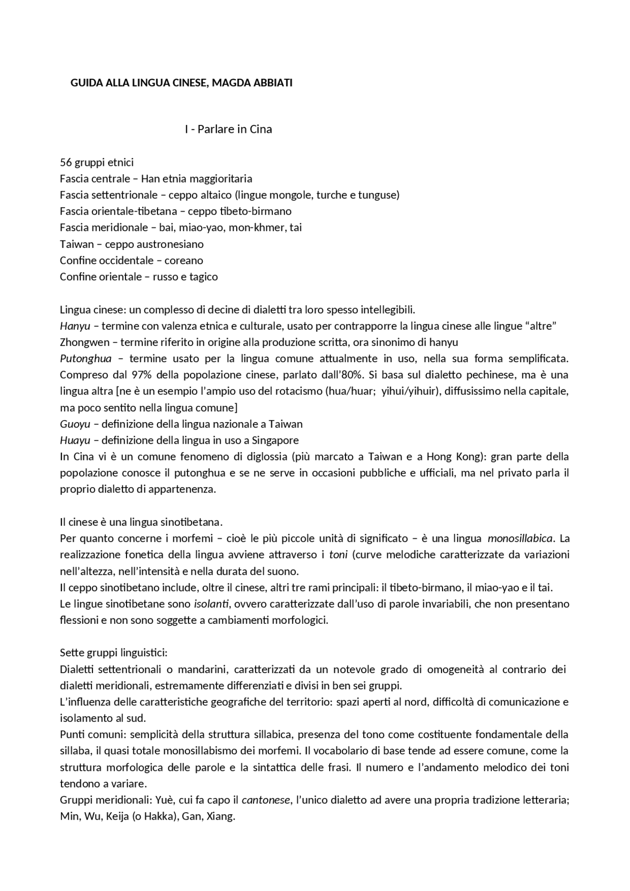 Magda Abbiati Guida Alla Lingua Cinese Docsity