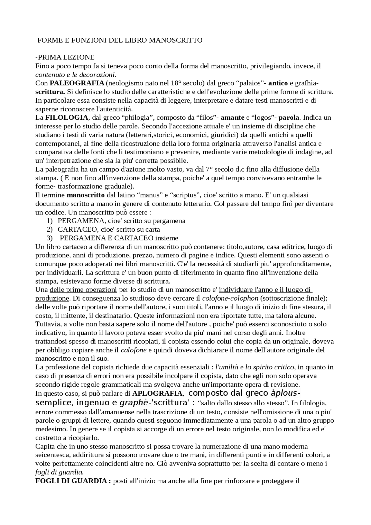 Appunti Lezioni Forme E Funzioni Del Libro Manoscritto Docsity