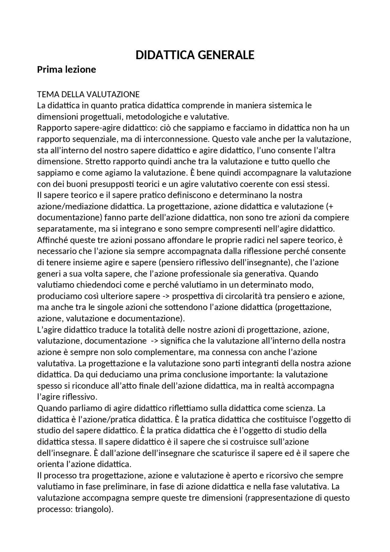Didattica Generale Scienze Della Formazione Primaria Docsity