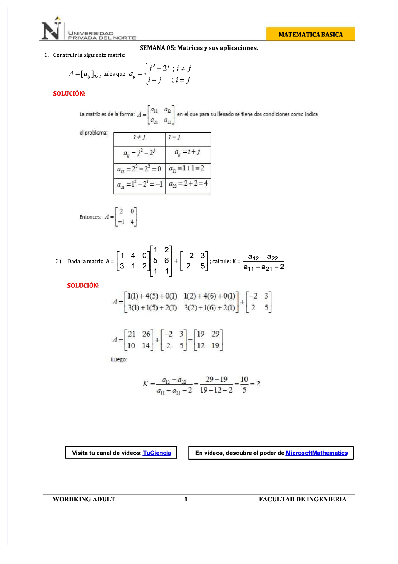 Solucionario Matrices Docsity