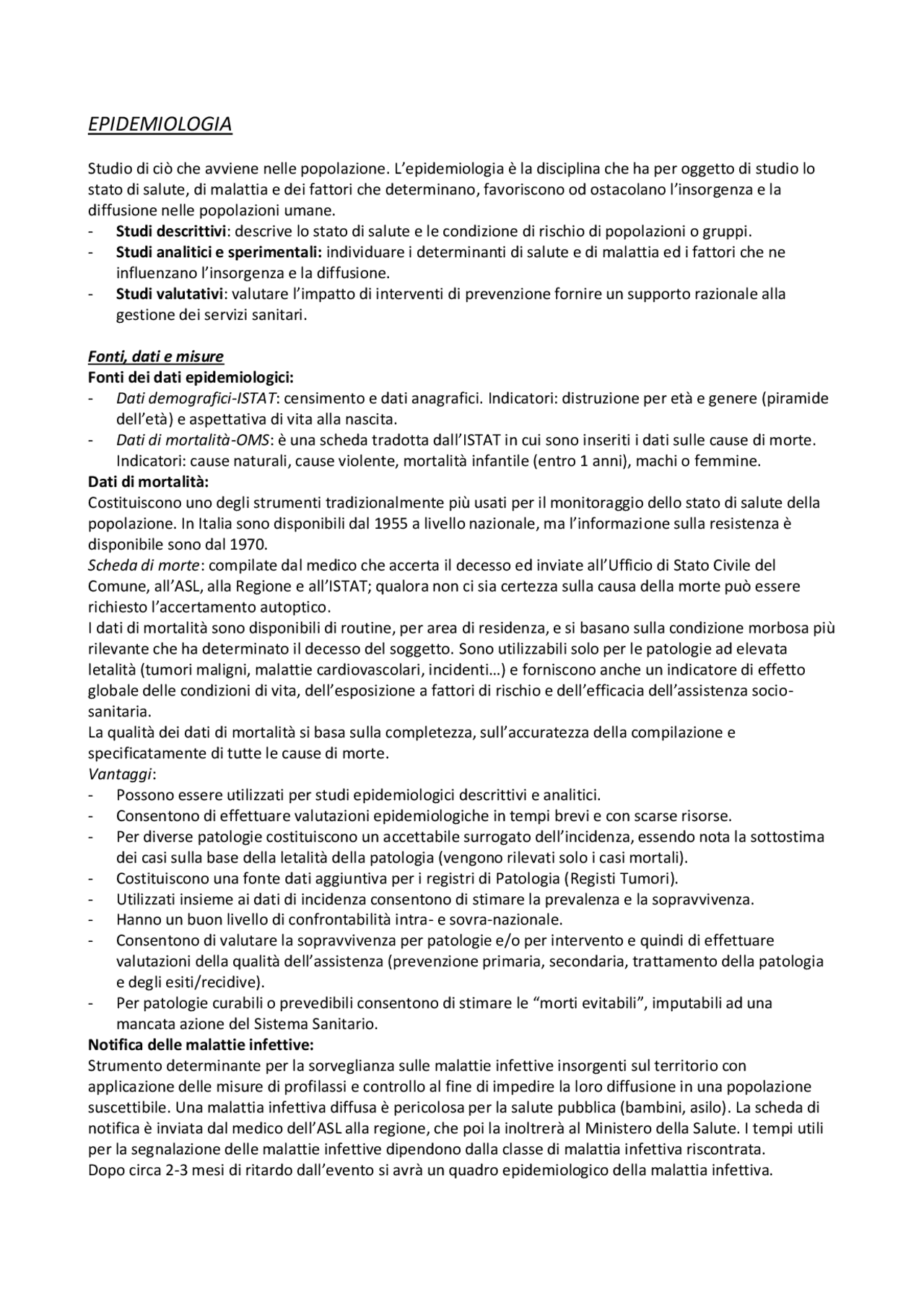 Appunti Intero Corso Di Igiene Prof Asticcioli Docsity