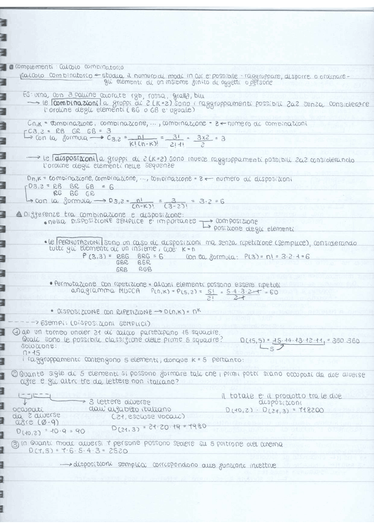 Appunti0 Calcolo Combinatorio Complmate Docsity