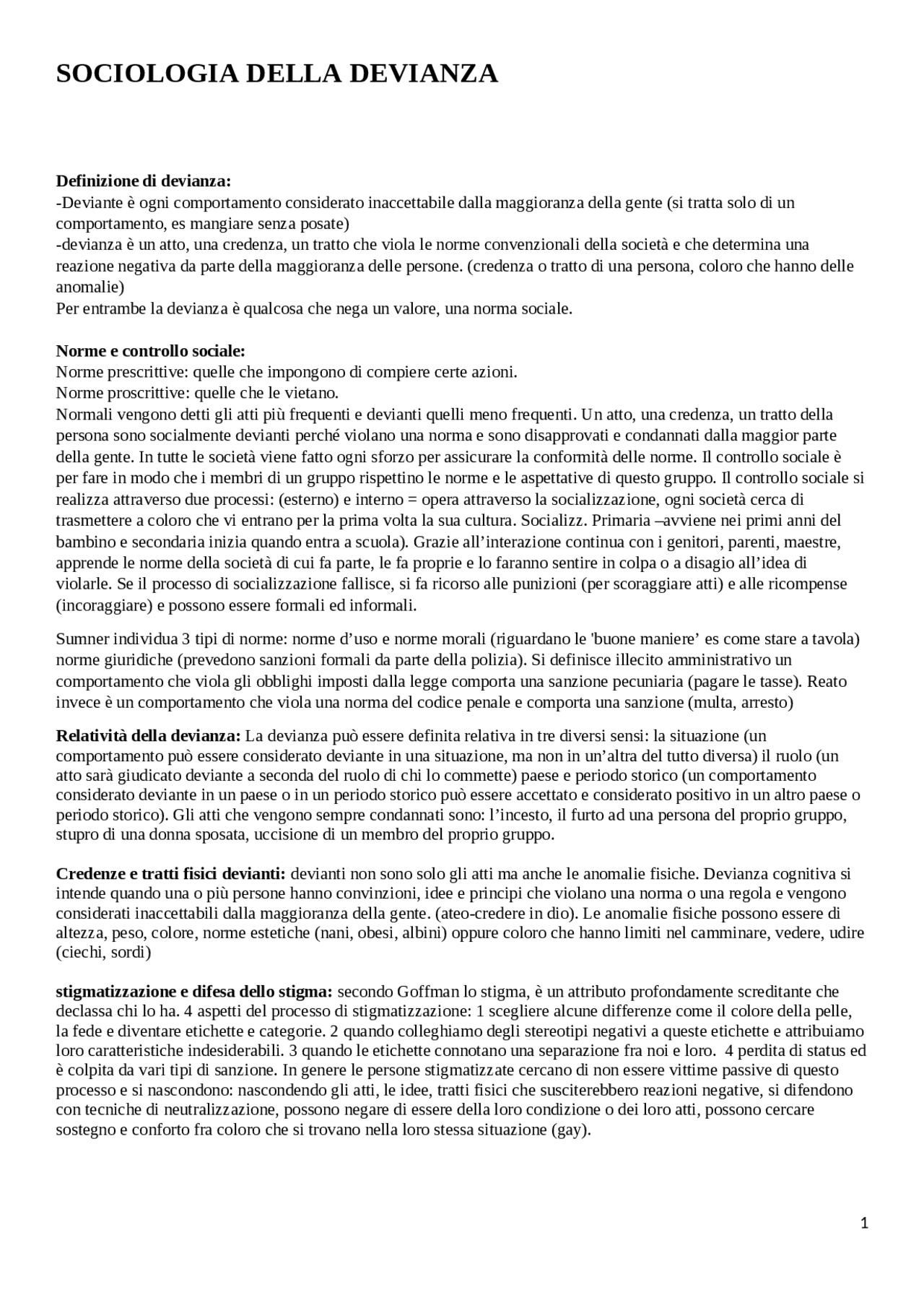 Sociologia della devianza - Docsity