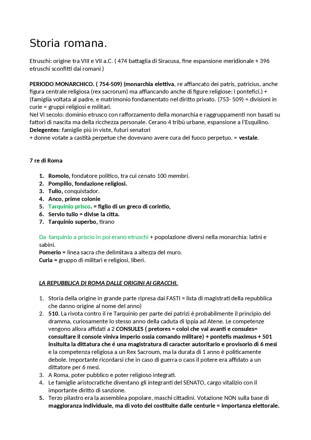 Storia Romana Appunti Docsity