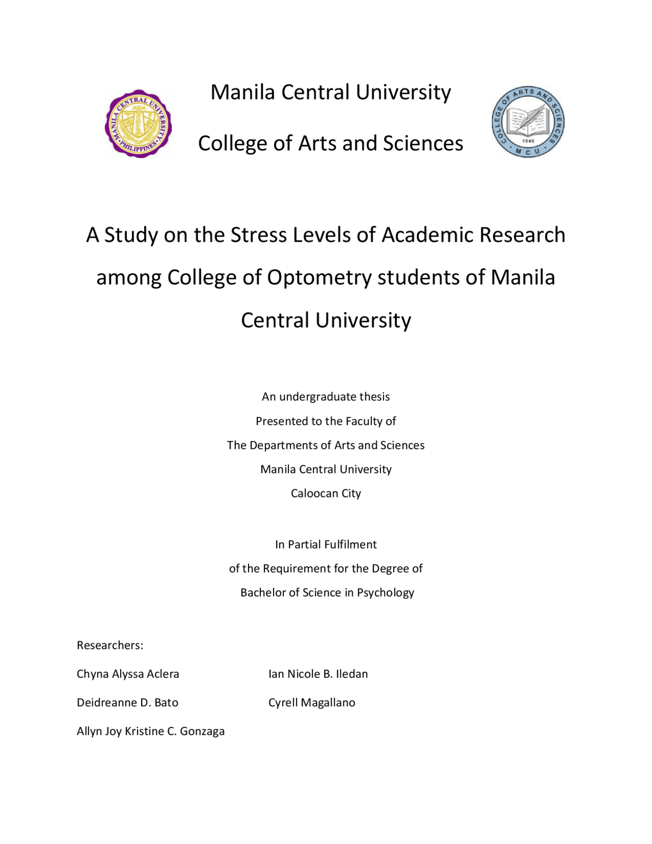 A Study on the Stress Levels of Academic Research among College of ...