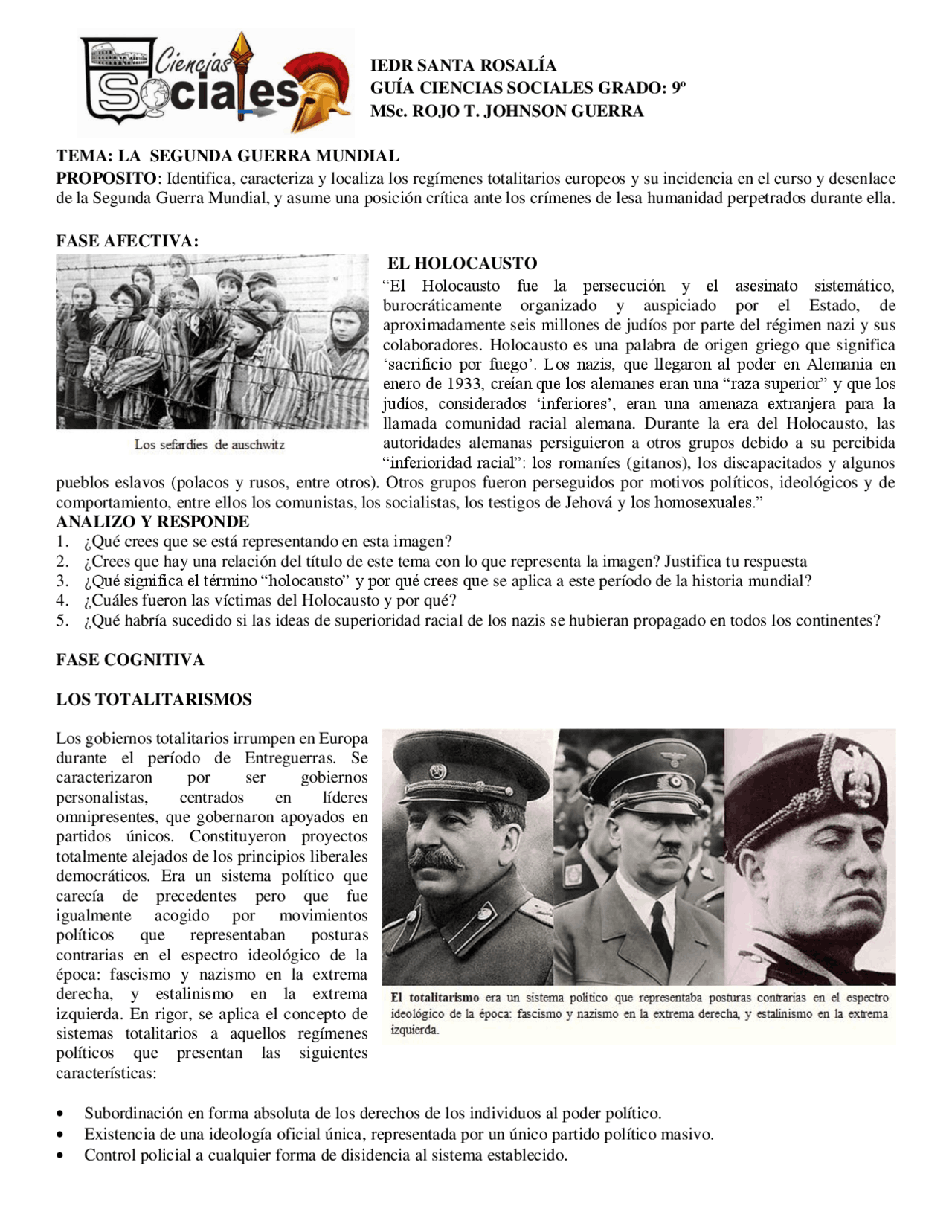 GUIA DE APRENDIZAJE LA SEGUNDA GUERRA MUNDIAL - Docsity