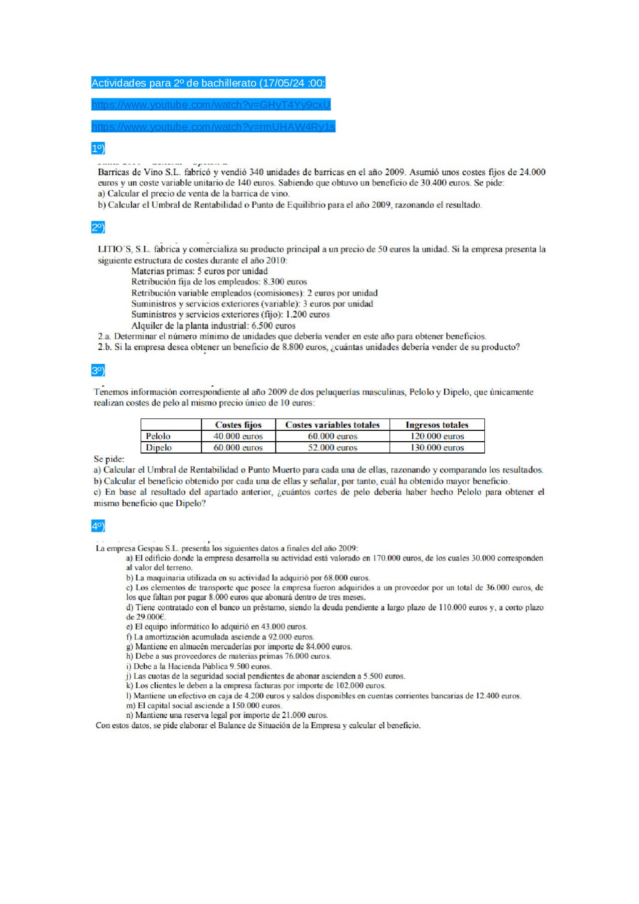 Ejercicios Para Selectividad Docsity