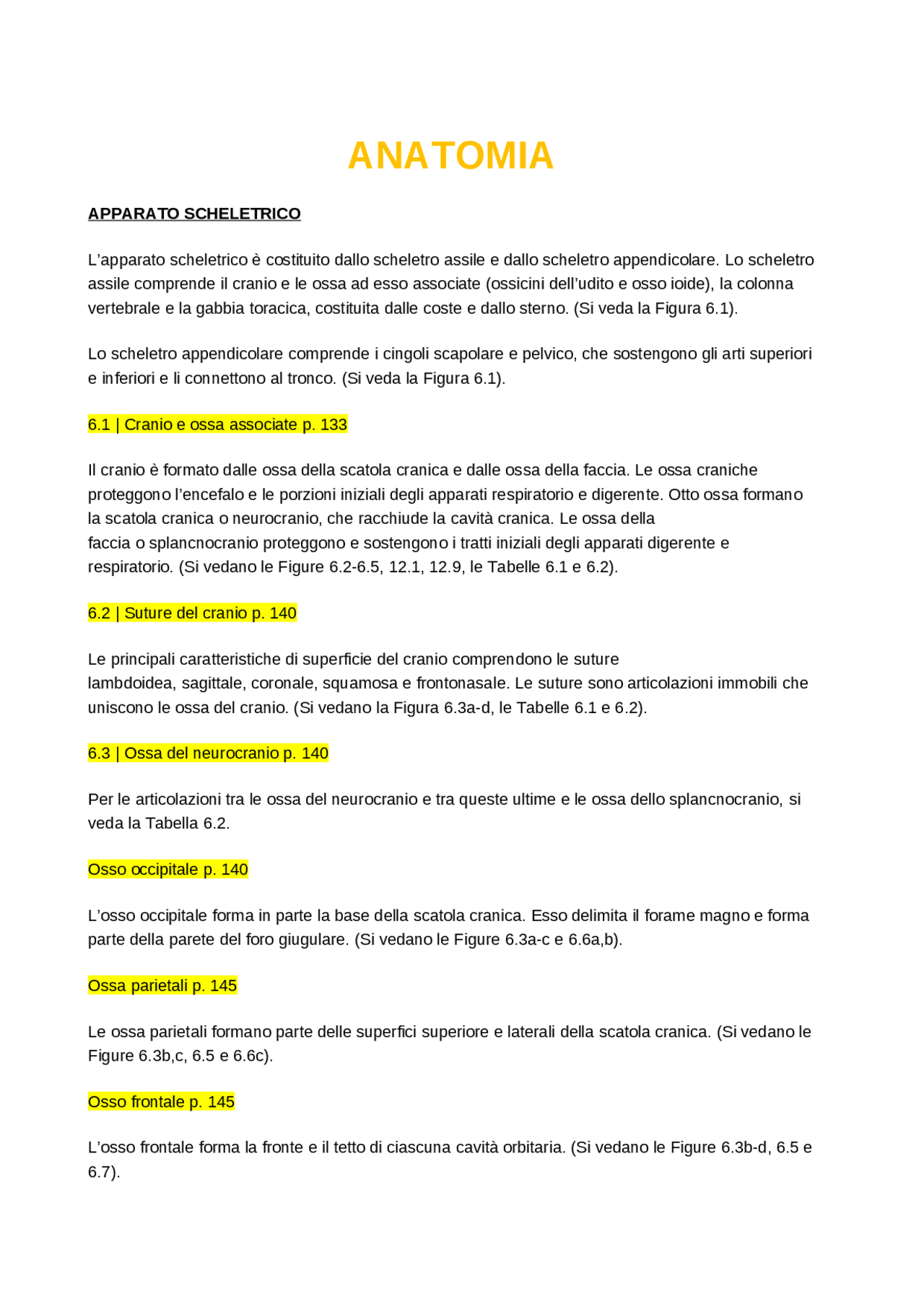 Anatomia Riassunti Docsity