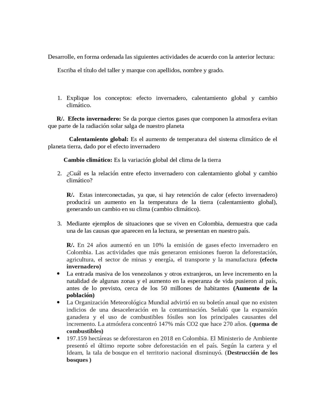 Calentamiento Global Docsity