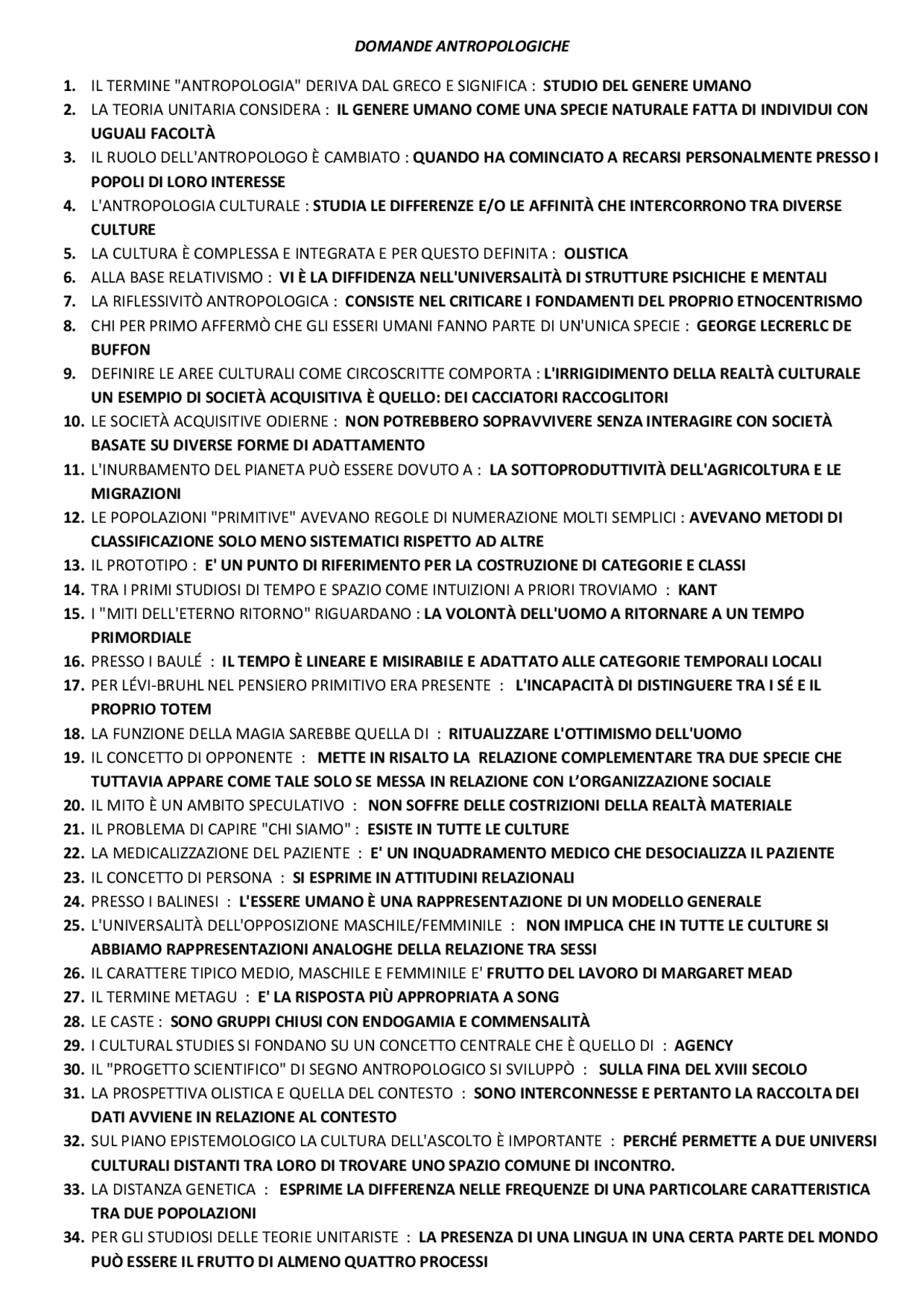Domande Test Di Autovalutazione 24 Cfu Docsity
