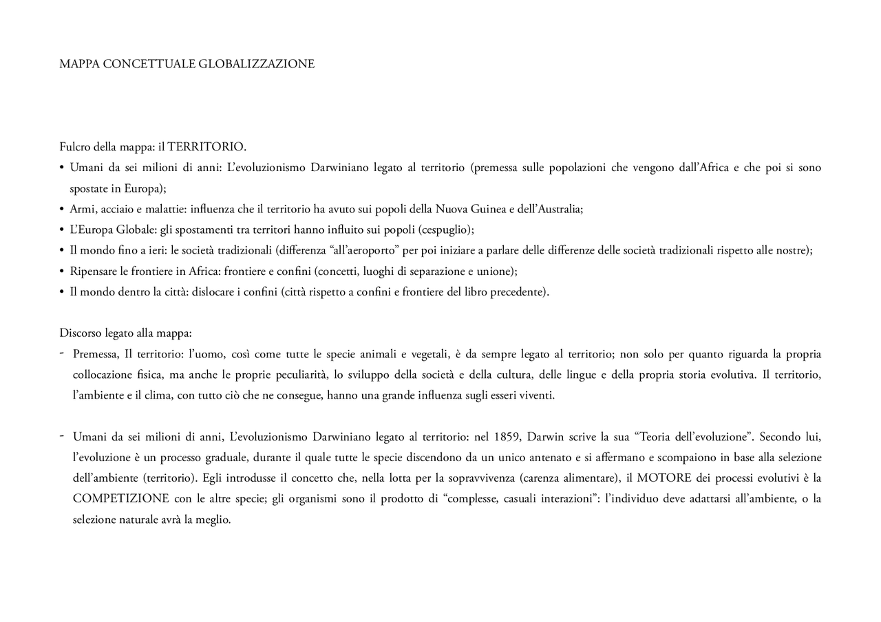 Scienze Della Globalizzazione Mappa Concettuale Docsity