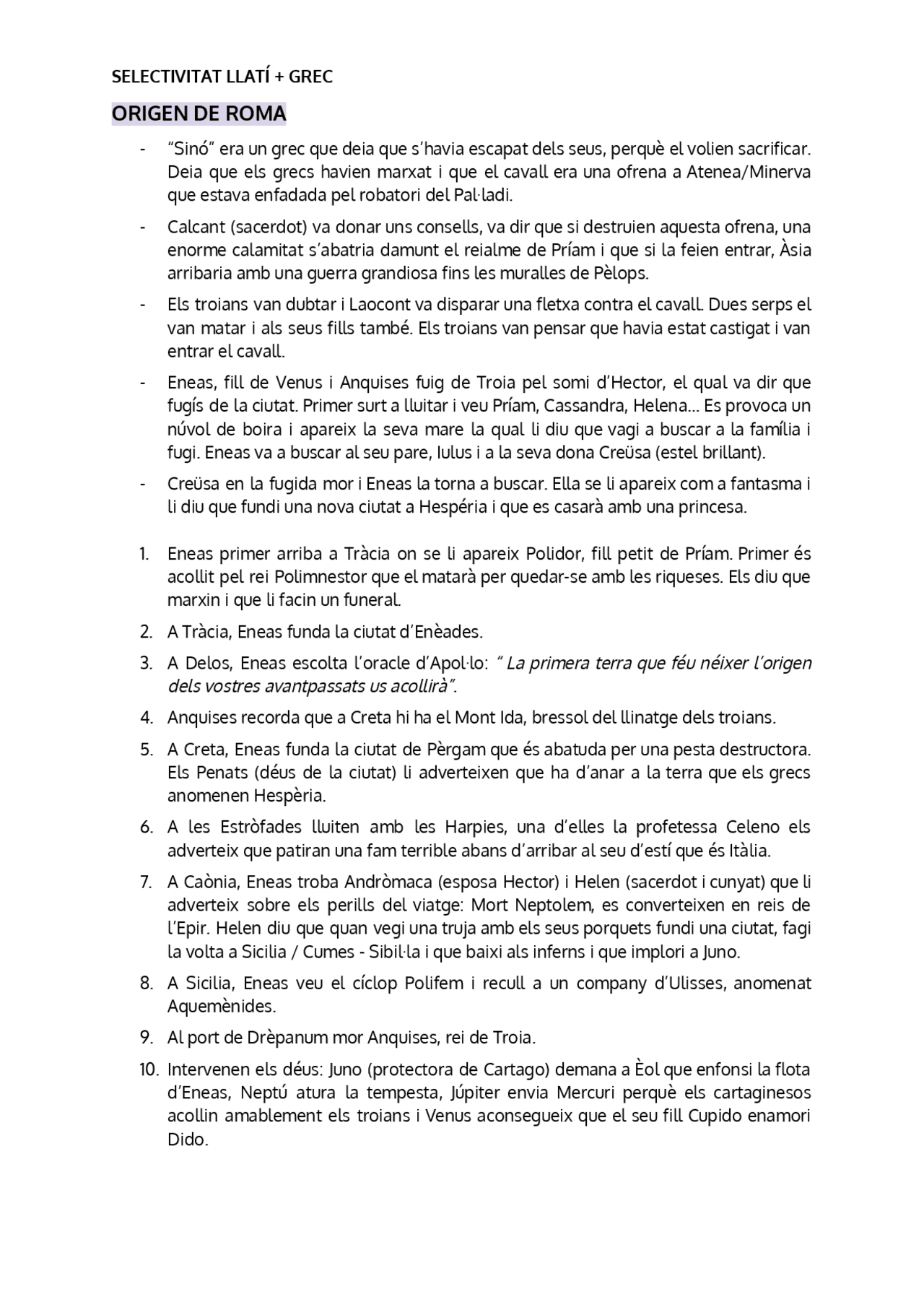 Apunts selectivitat llatí i grec - Docsity