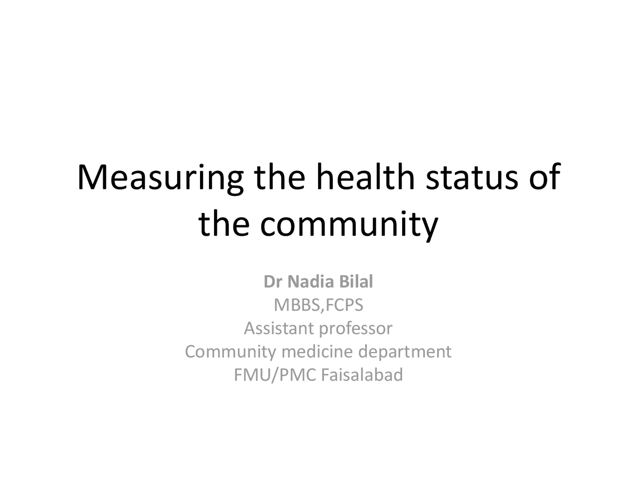 Assessment of public health status - Docsity