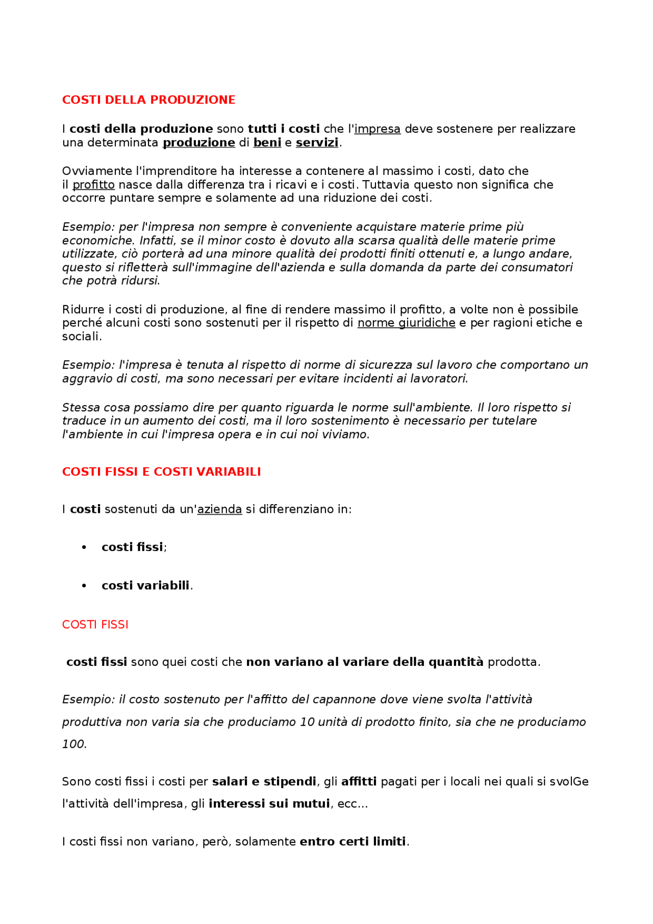 Descrizione Costi E Ricavi Docsity