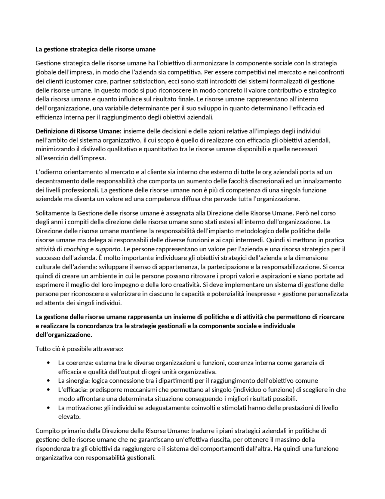 Riassunto Slide E Materiale Management Delle Risorse Umane Docsity
