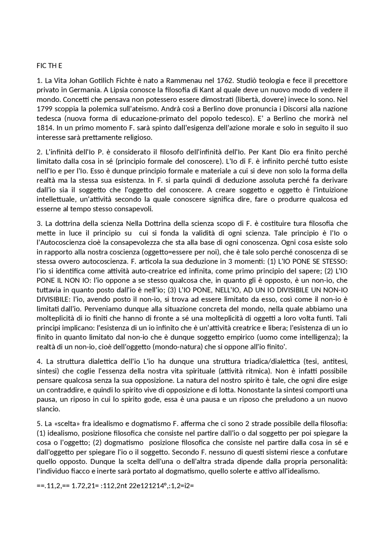 Appunti Filosofia Su Fichte Docsity