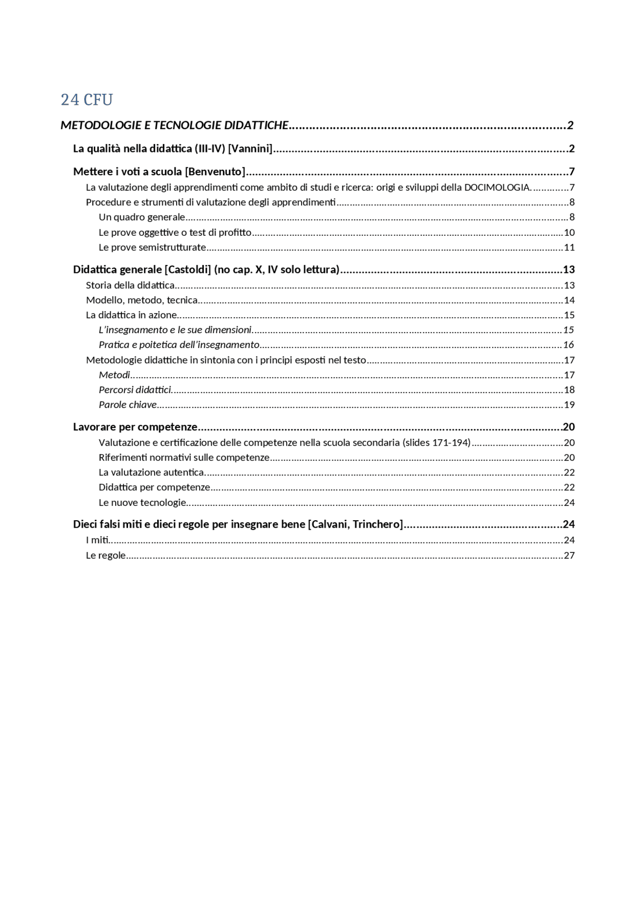 Metodologie E Tecniche Didattiche 24 Cfu Docsity