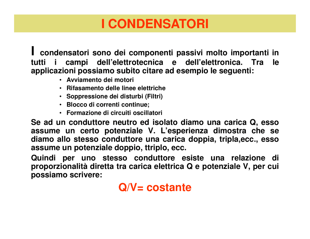 Condensatori con spiegazione - Docsity