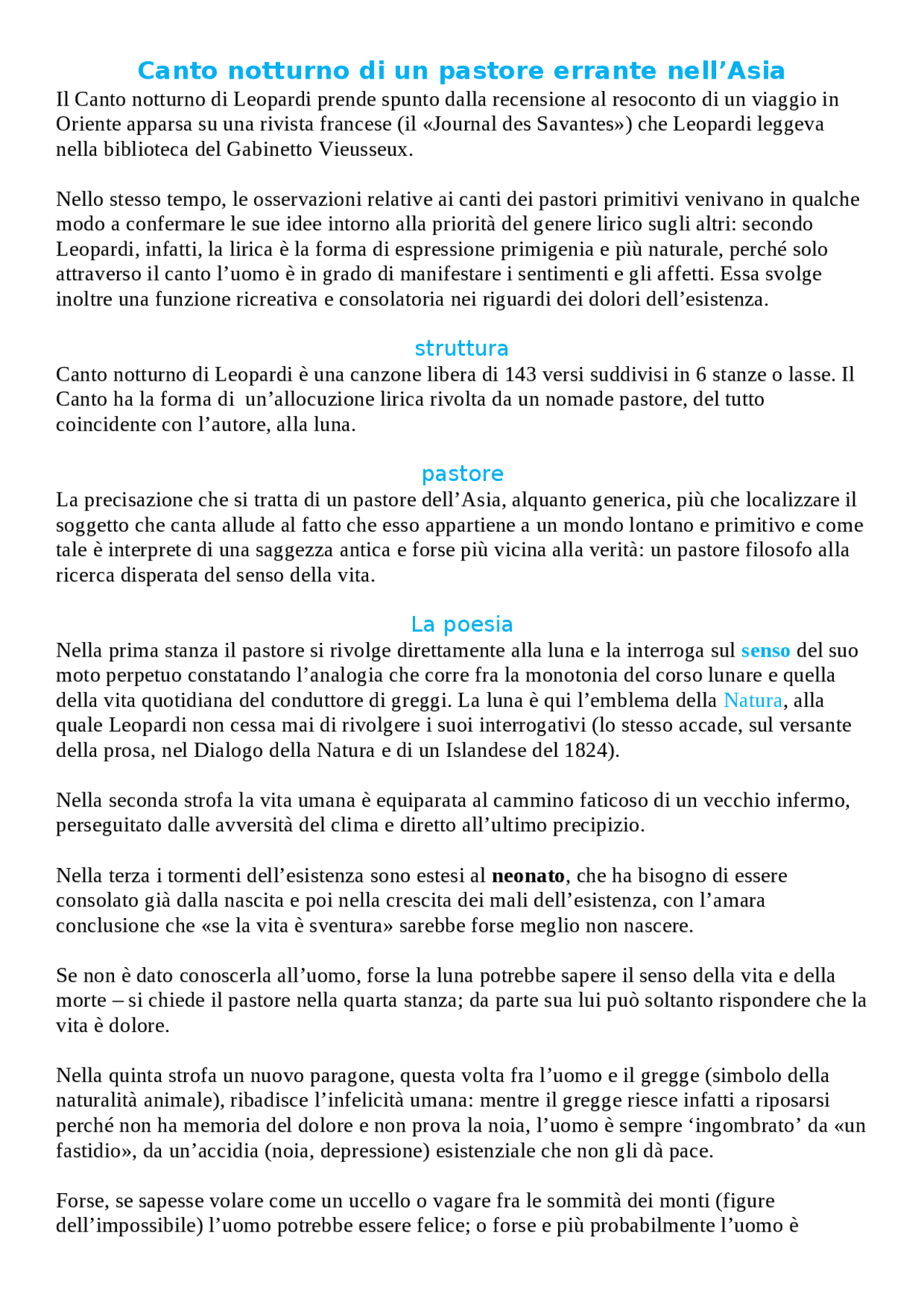 Canto notturno di un pastore errante dell'asia - Docsity