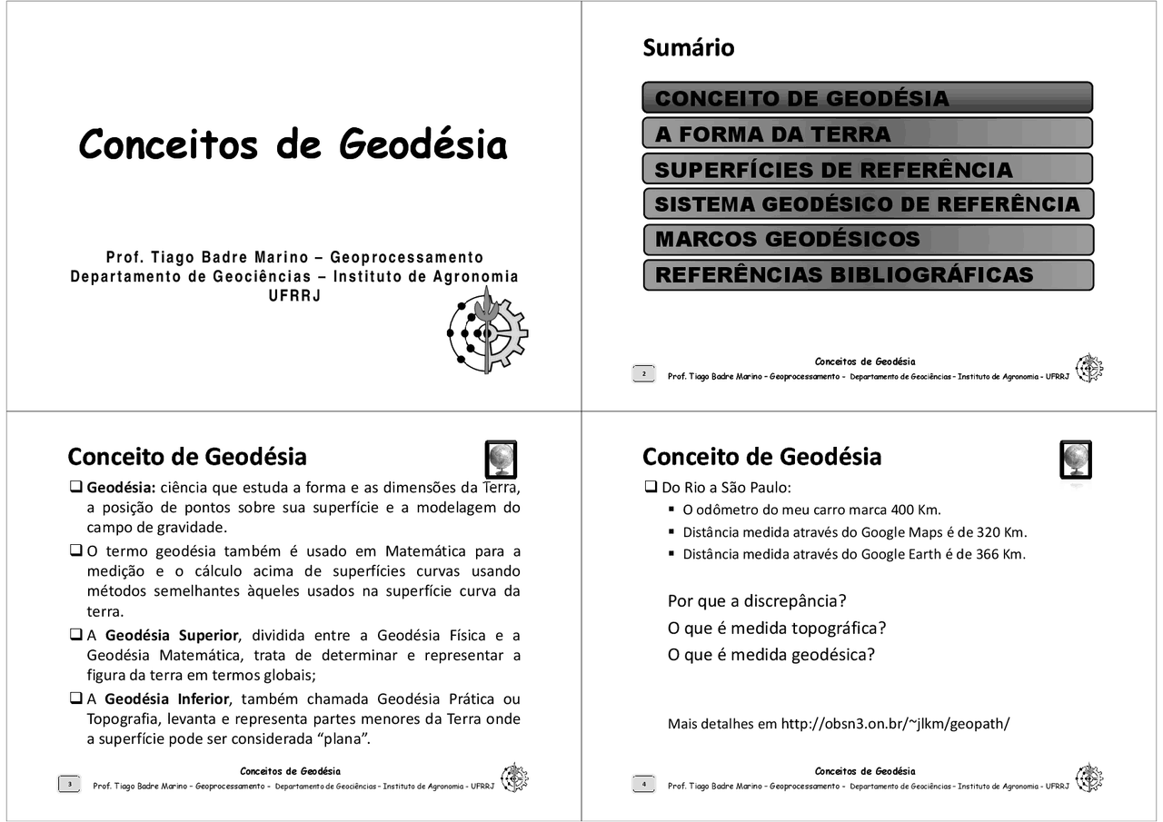 3 - Conceitos de Geodesia | Manuais, Projetos, Pesquisas Geodésia e Cartografia - Docsity