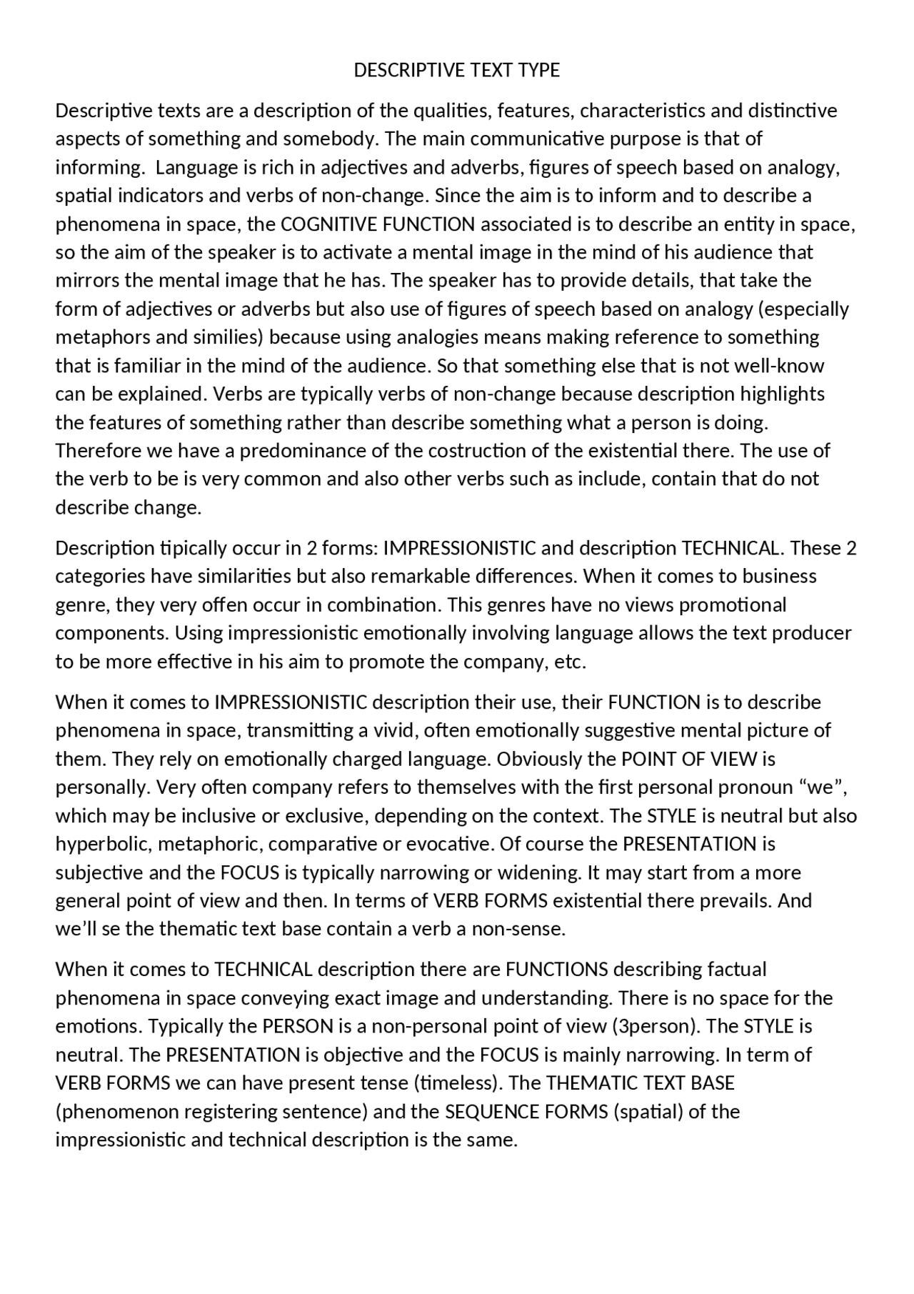 Descriptive text type - Docsity