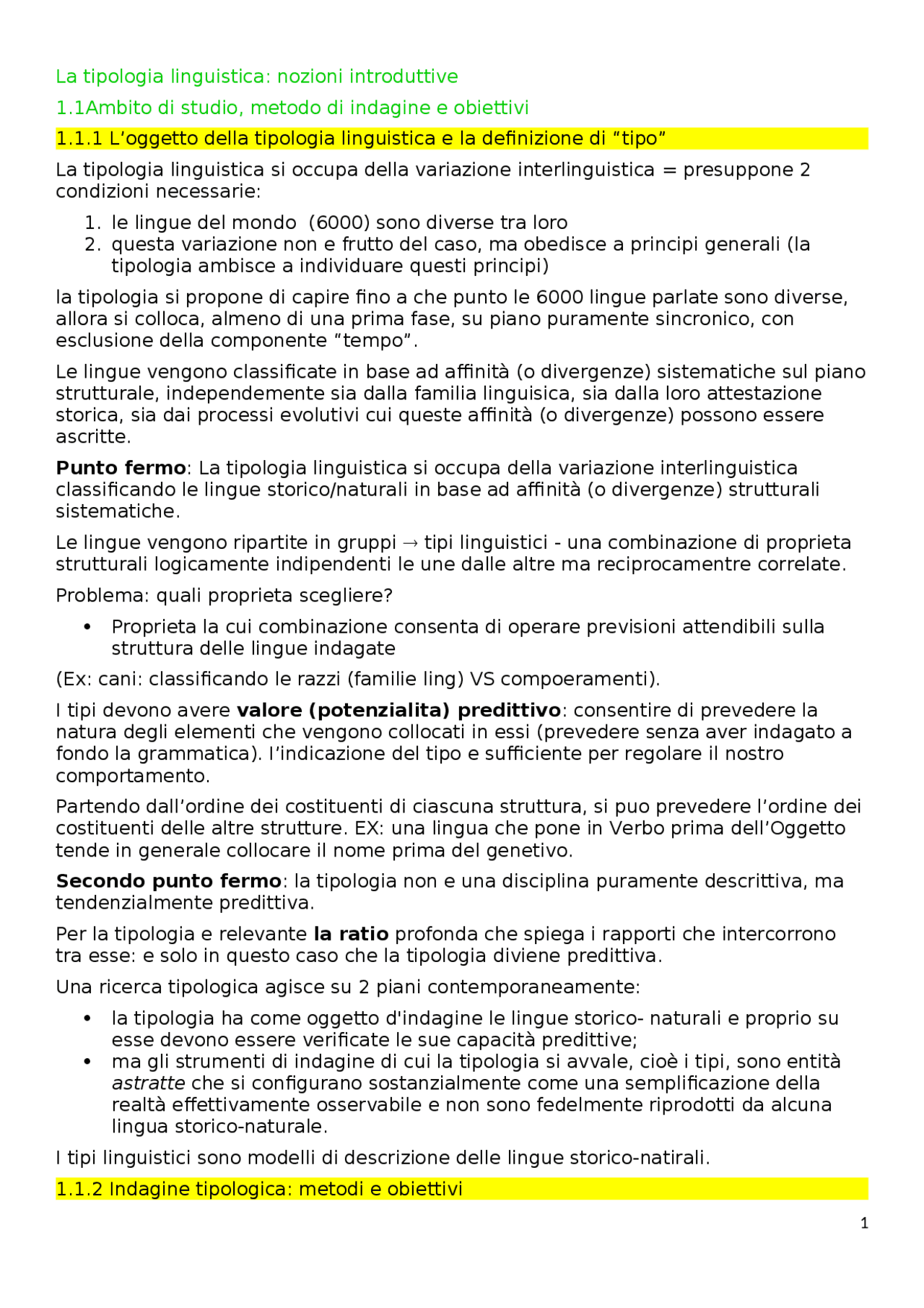 Fondamenti Di Tipologia Linguistica Riassunto Docsity