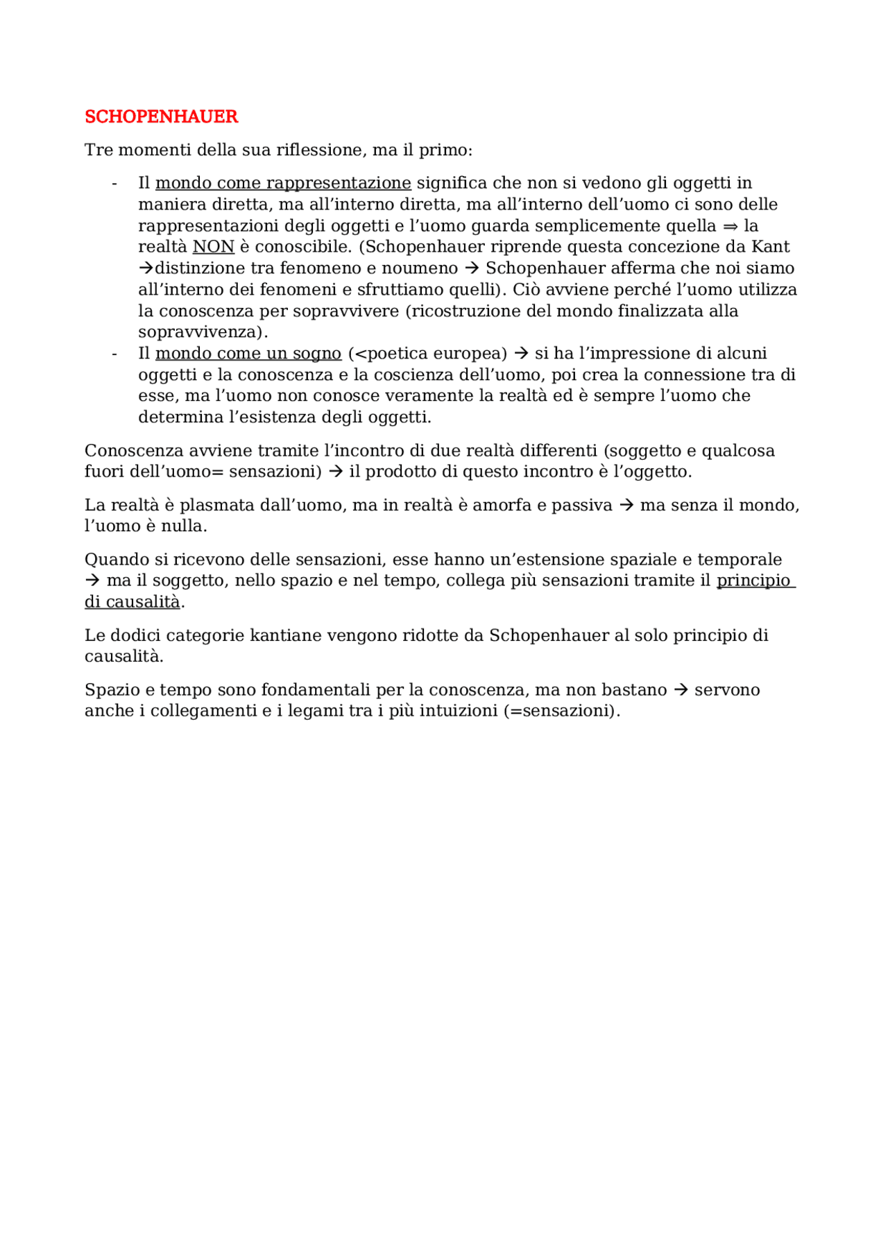 Appunti Filosofia Schopenhauer Docsity
