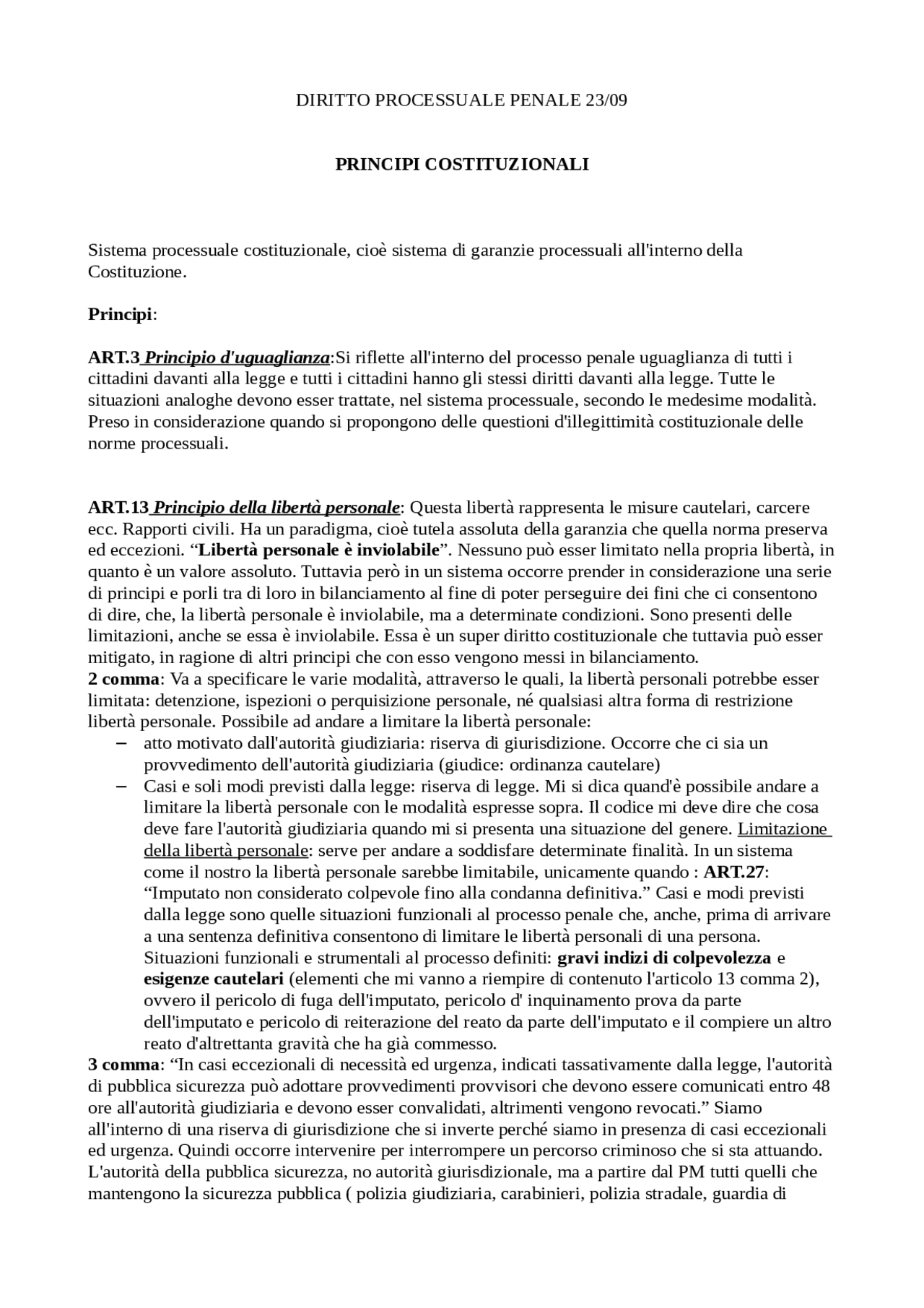Diritto processuale penale - Docsity