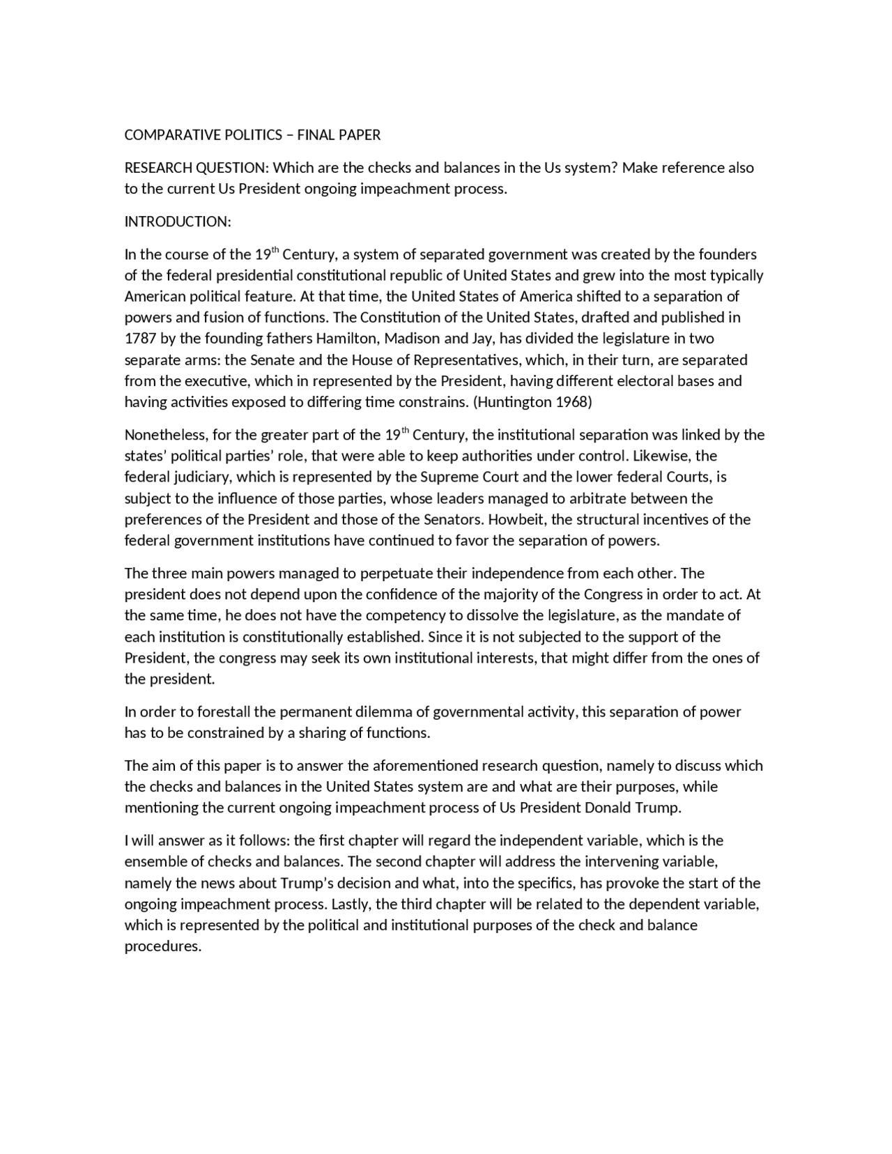 Paper Final Esame Di Comparative Politics Docsity