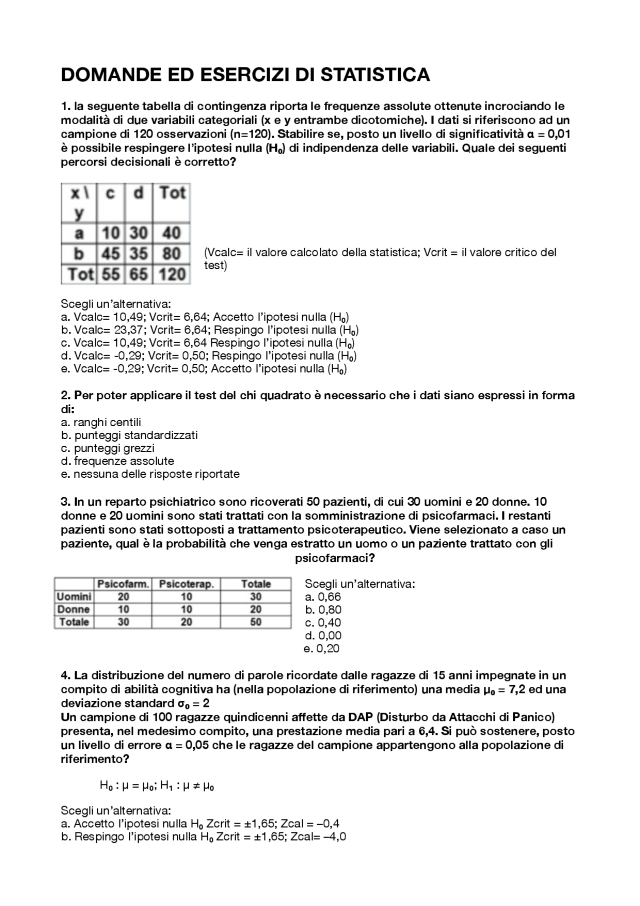 Esercitazioni Esame Statistica Esercizi Di Statistica Docsity