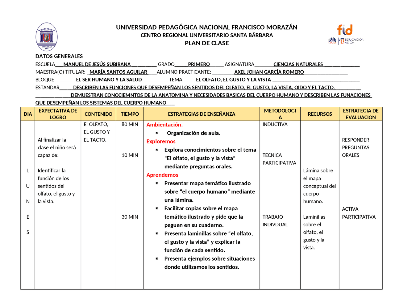 Planes de clases CC.NN - Docsity