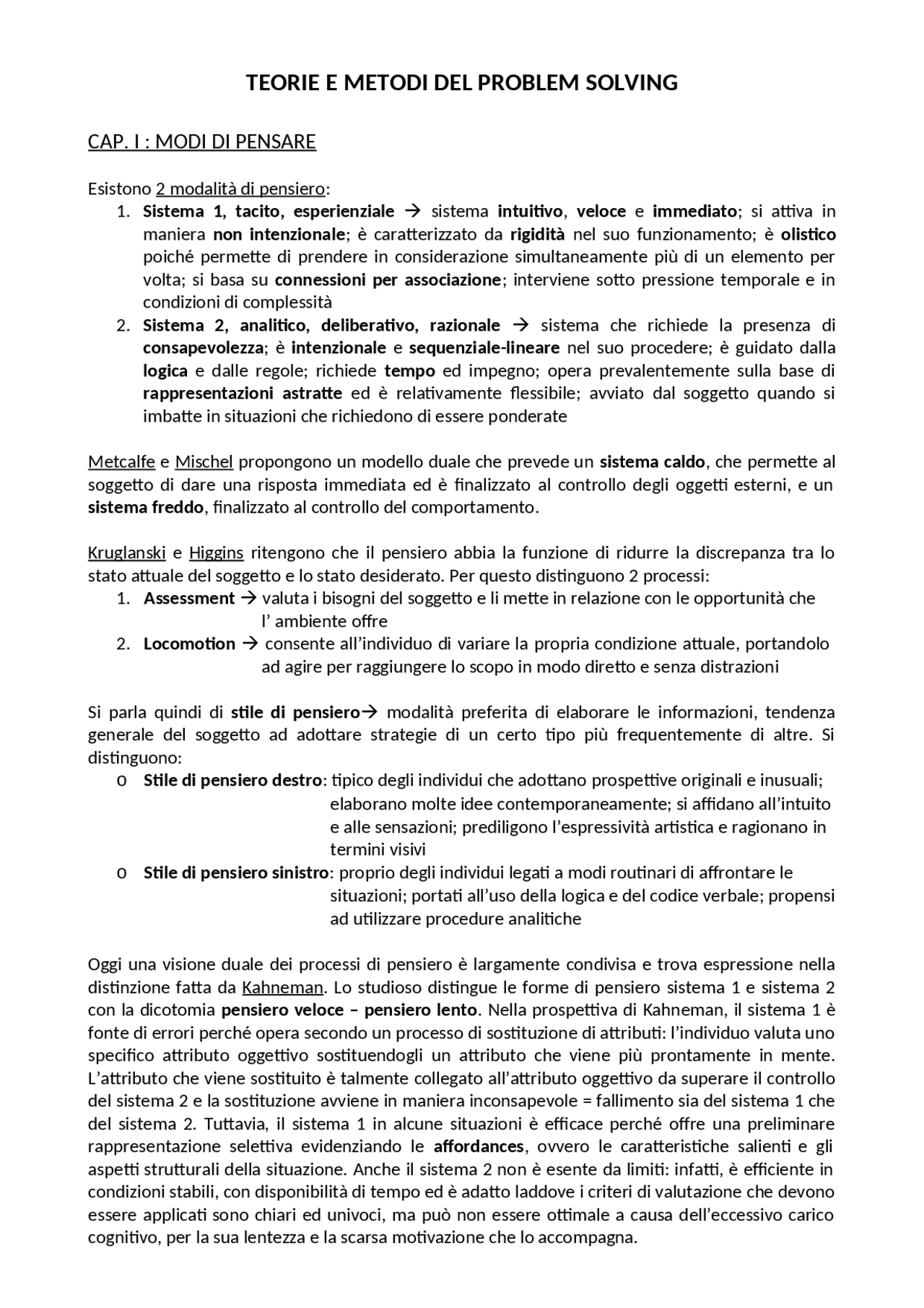 Teorie e metodi del problem solving - Docsity