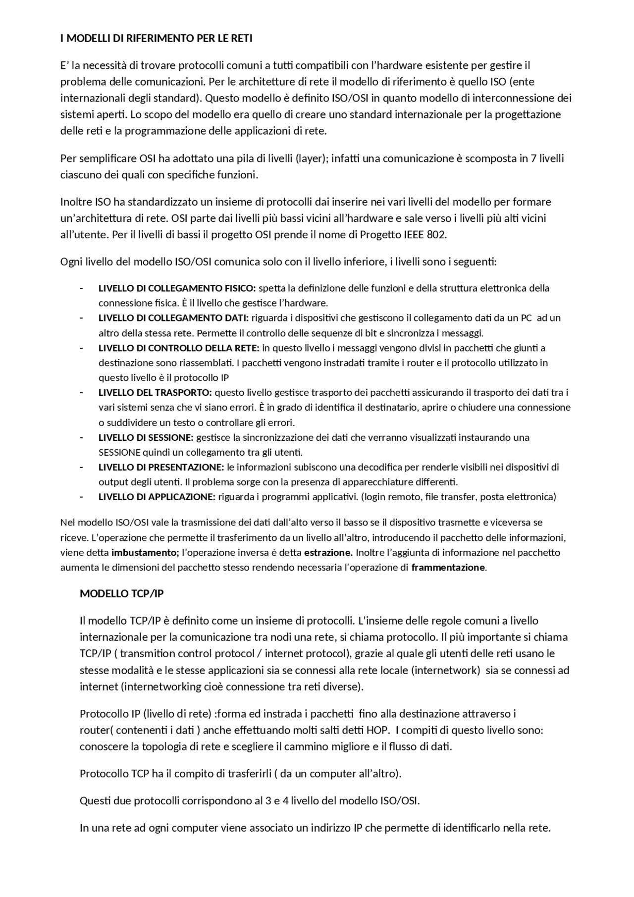 Modelli Delle Reti Informatiche Docsity