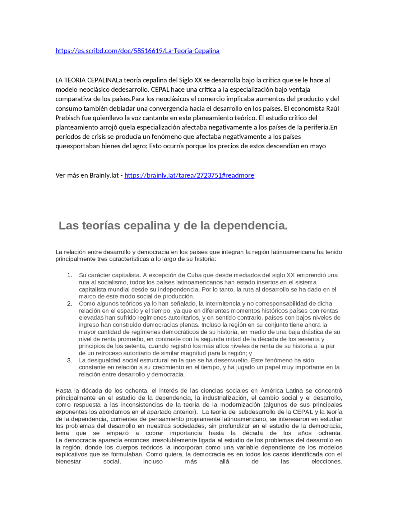 Teoria cepalina economia - Docsity