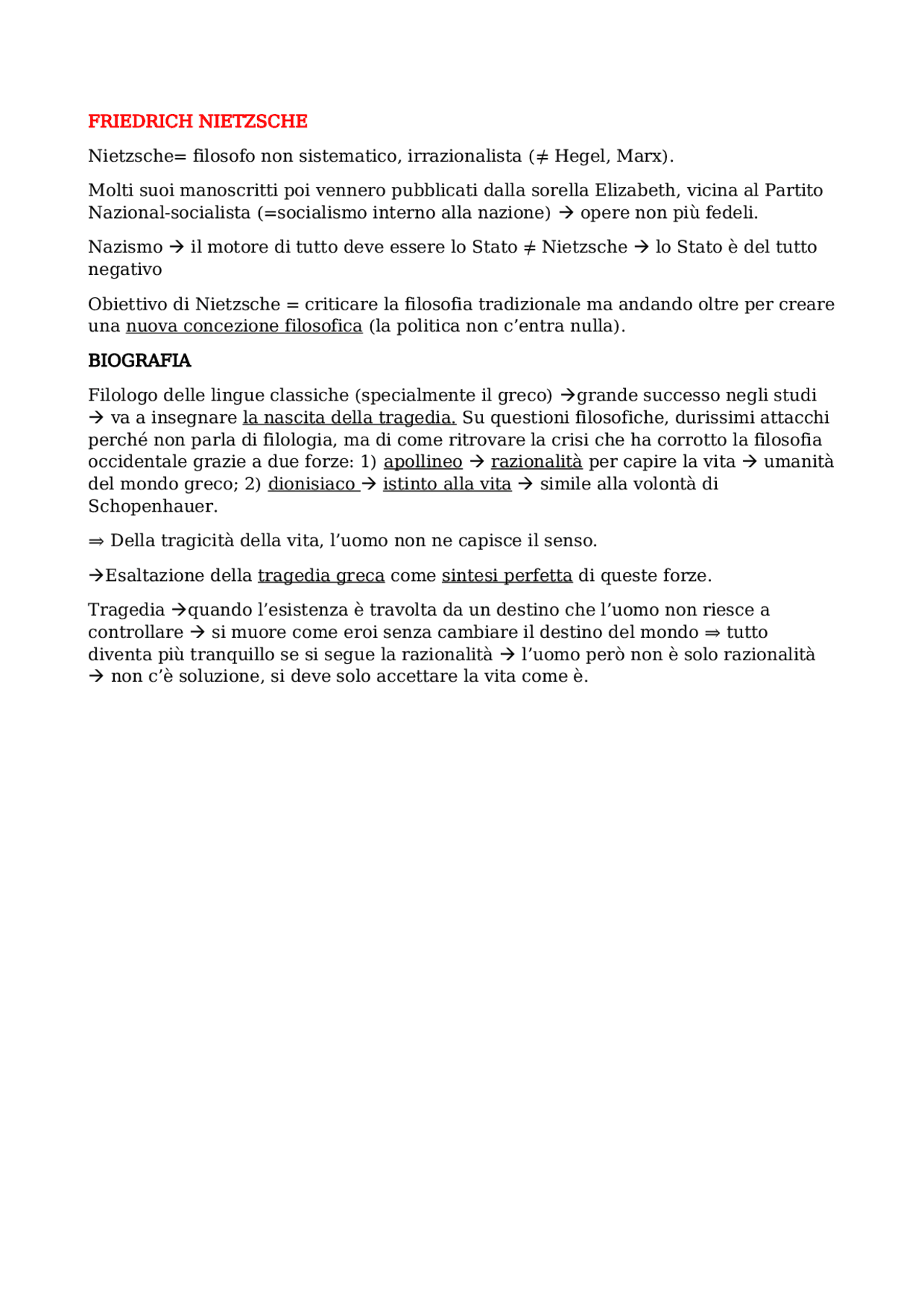 Friedrich Nietzsche Appunti Di Filosofia Docsity