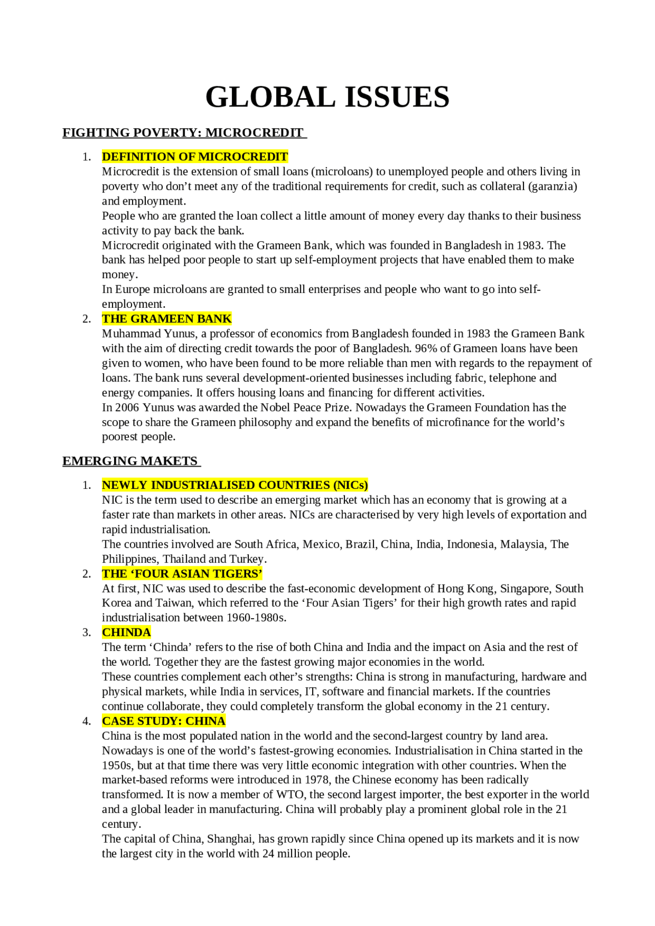 Global issues today and their role - Docsity
