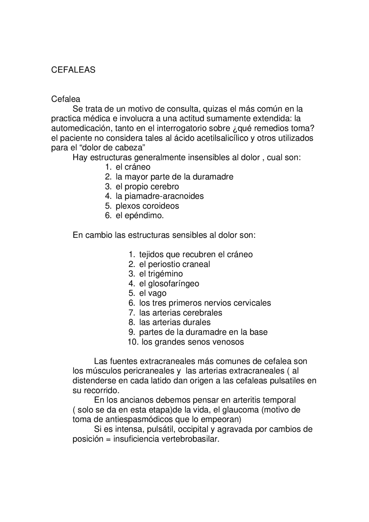 Tipos De Cefaleas Y Definiciones Docsity
