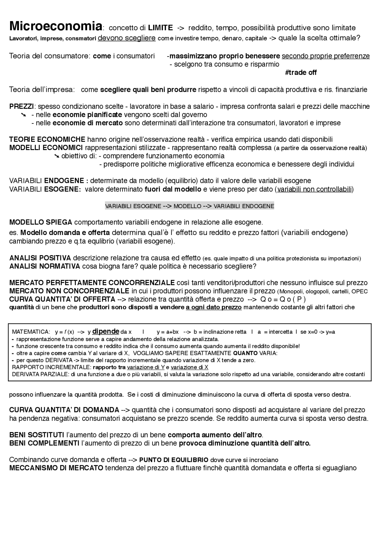 Appunti Microeconomia Docsity
