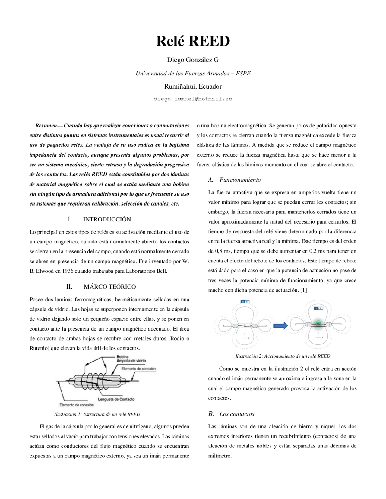 Rele REED - concepto, resumen y aplicacion - Docsity