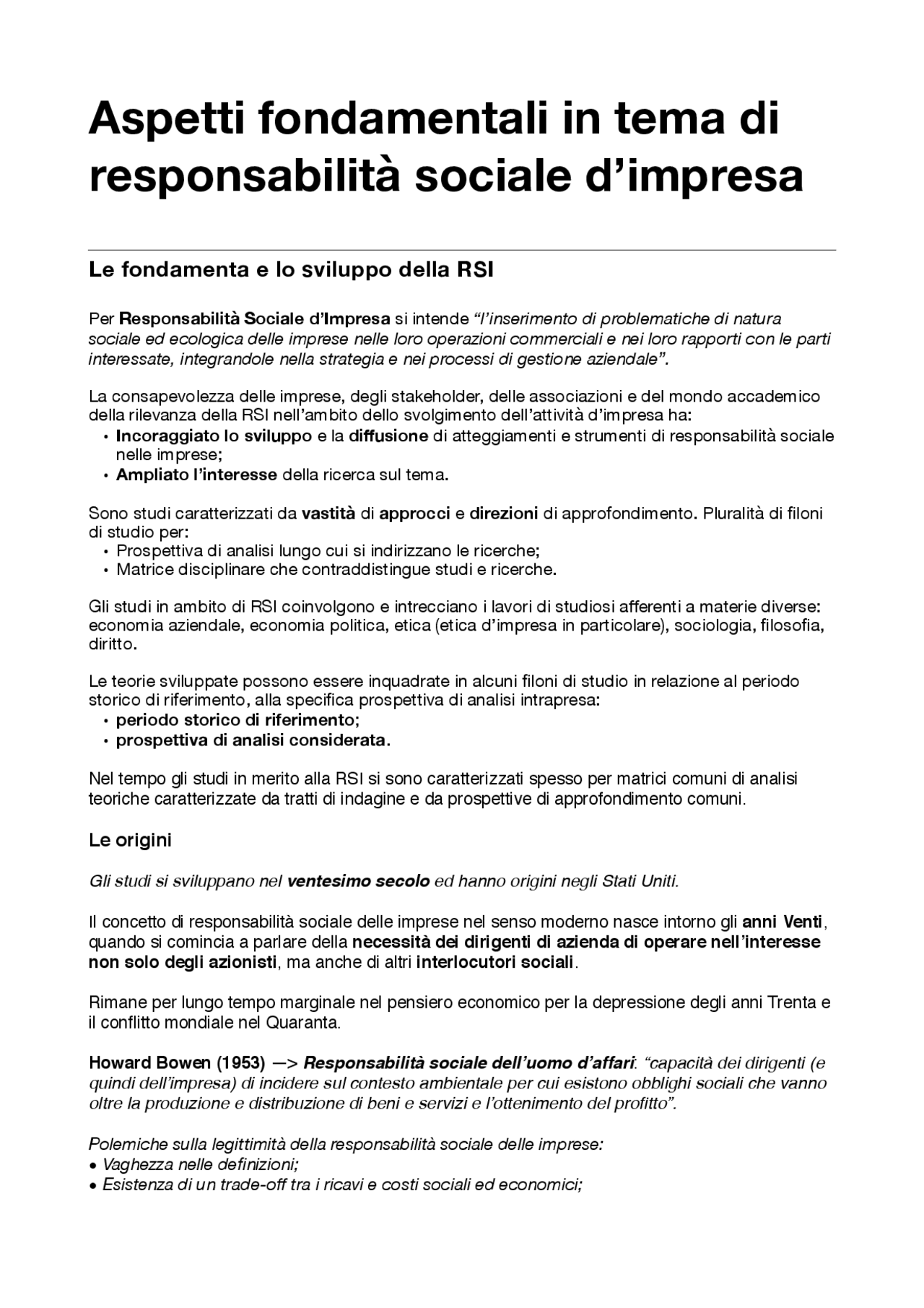 Riassunto Responsabilita Sociale Delle Imprese Cap3 Docsity