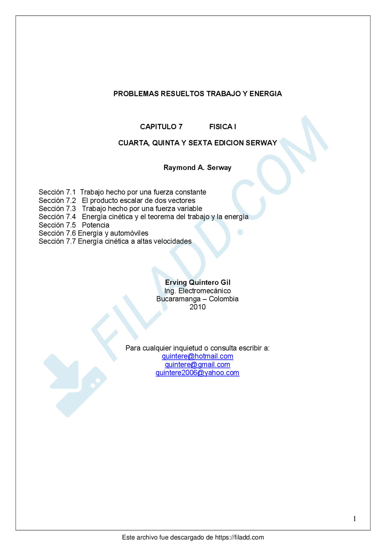 Serway Ejercicios cap 6 | Ejercicios de Física | Docsity