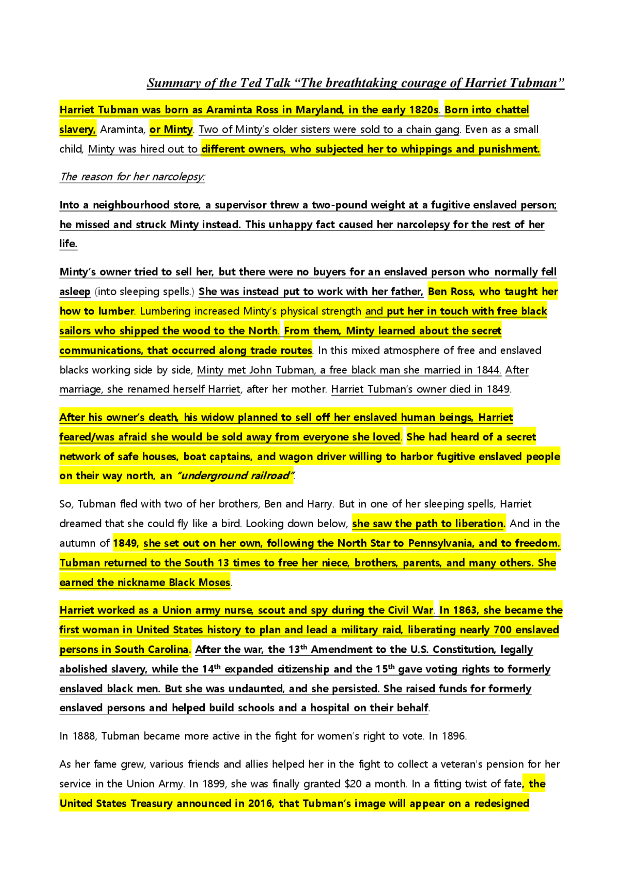 Riassunto in lingua inglese del Ted Talk "The breathtaking courage of ...