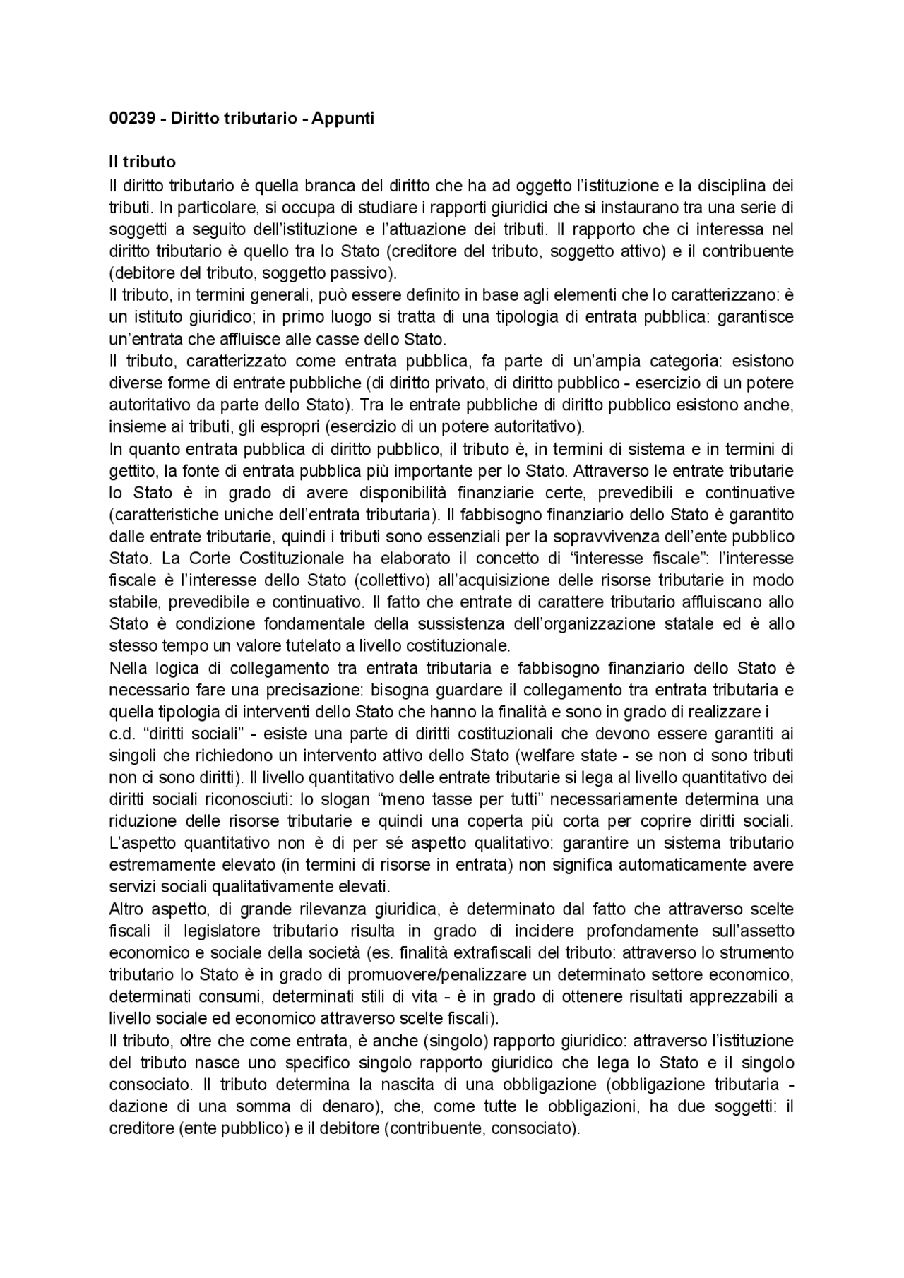 Appunti Di Diritto Tributario Docsity