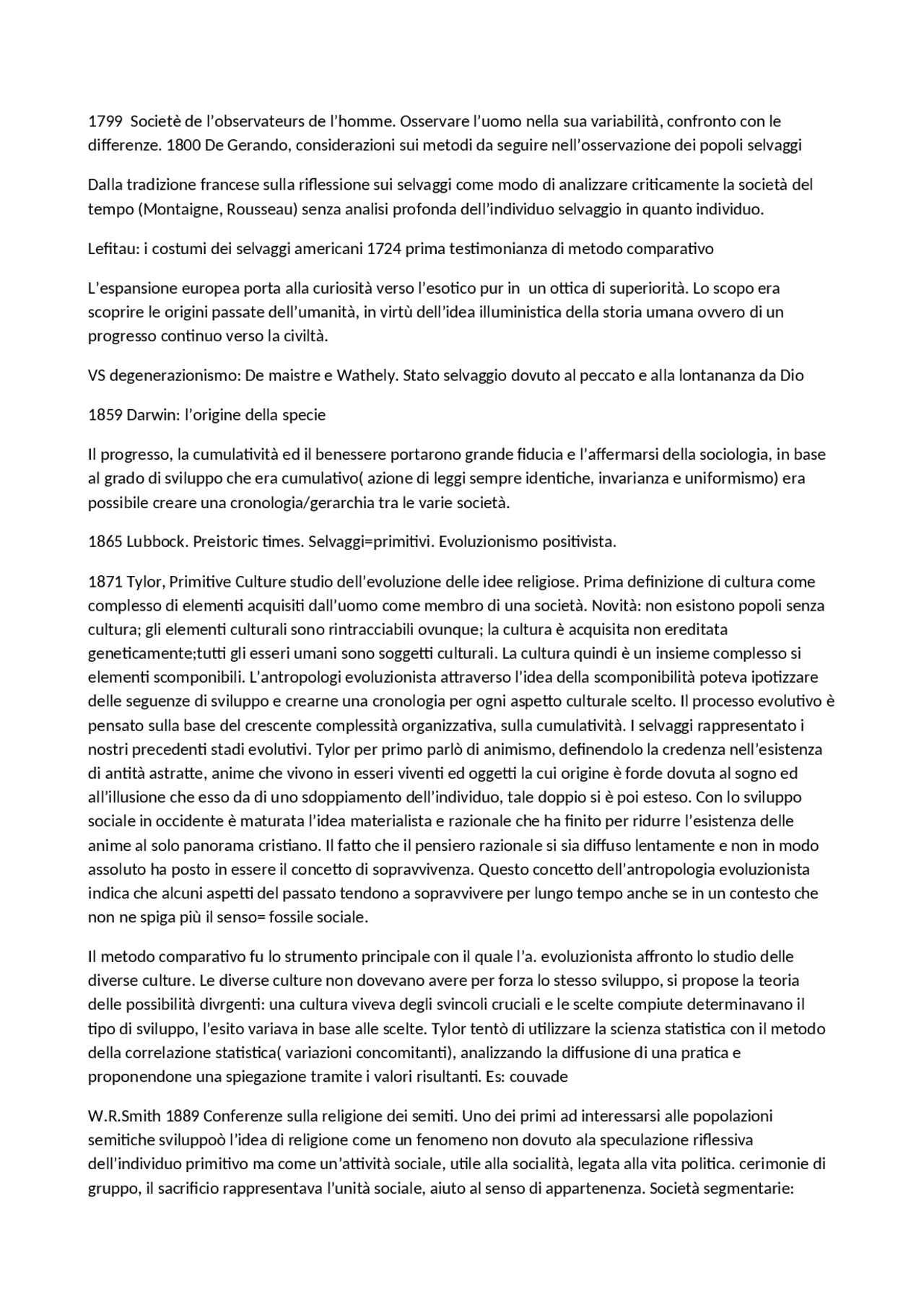 Storia Dellantropologia Parte I Fabietti Docsity