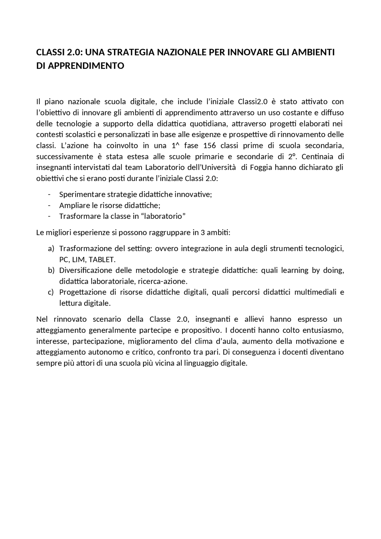 Classi 20 Un Nuovo Scenario Docsity